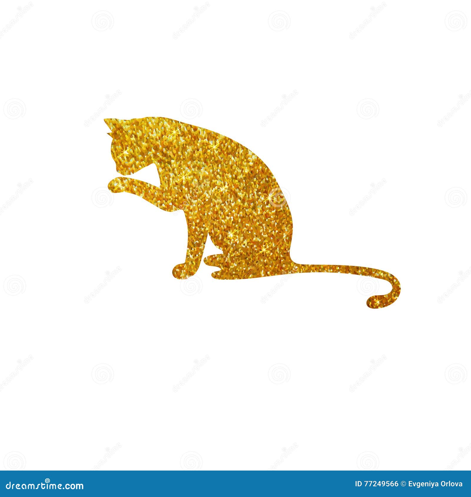 Gold Cat with Glitter, Silhouette, , Vector Illustration Stock Vector ...