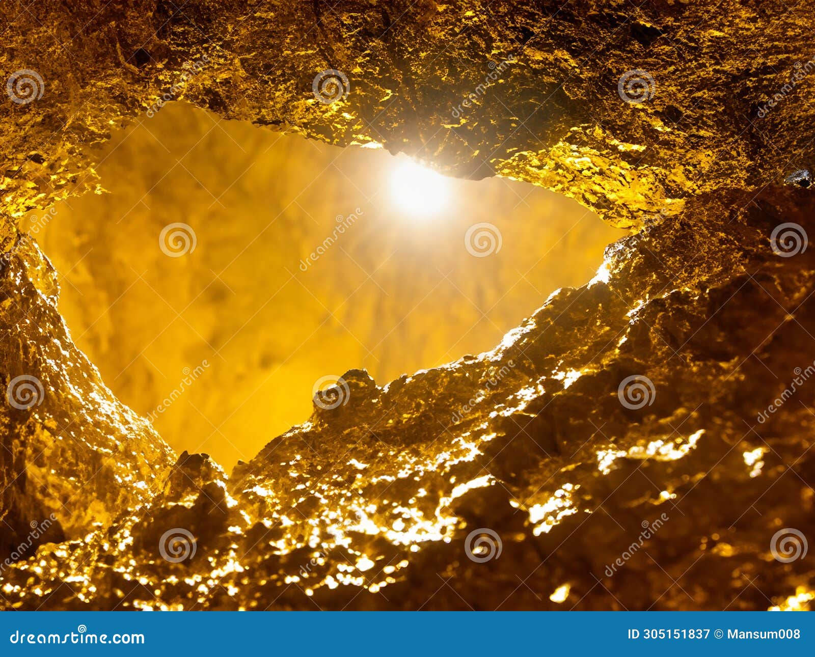 Gold cave in the mountain stock illustration. Illustration of limestone ...
