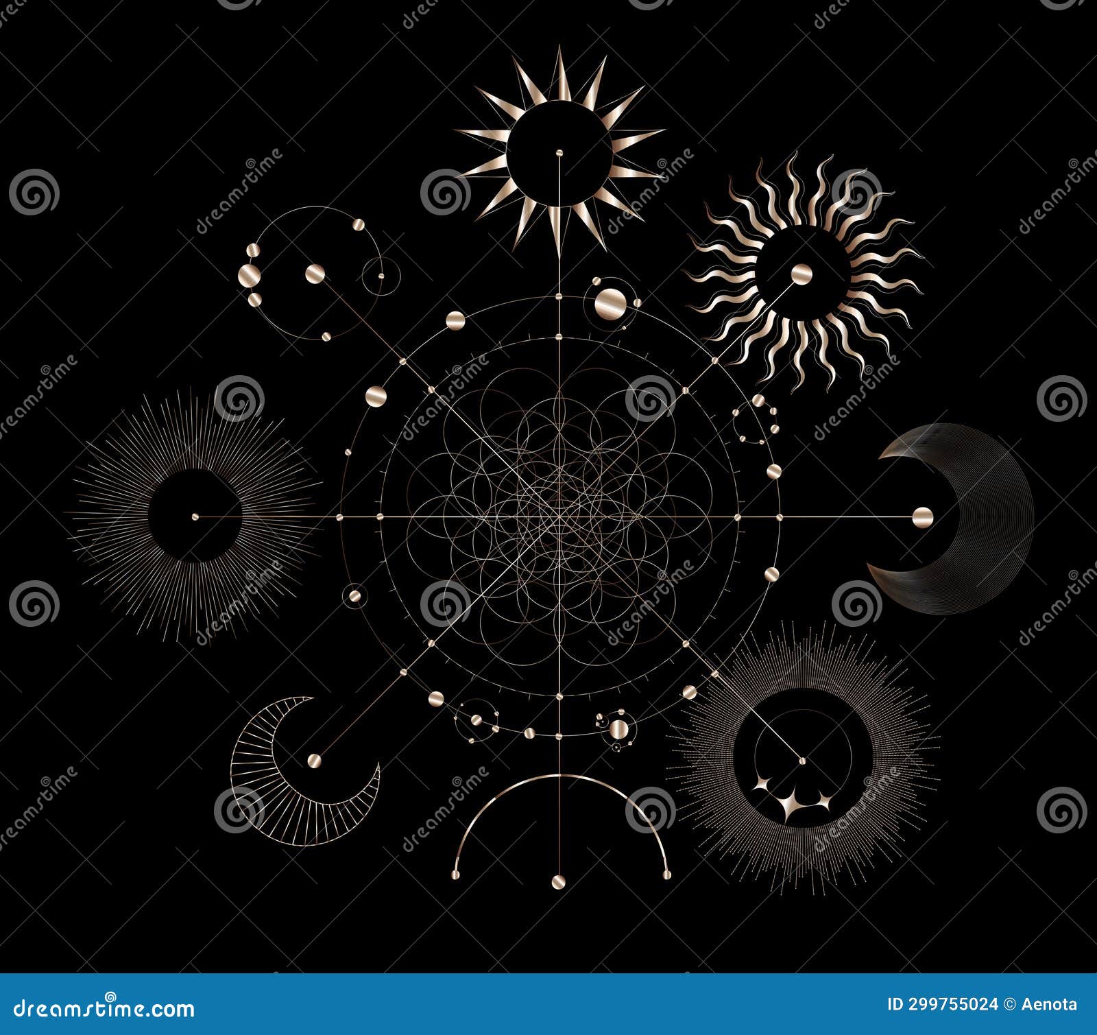 Gold Celestial Art - Visualization of Sacred Geometry Vector Templates ...