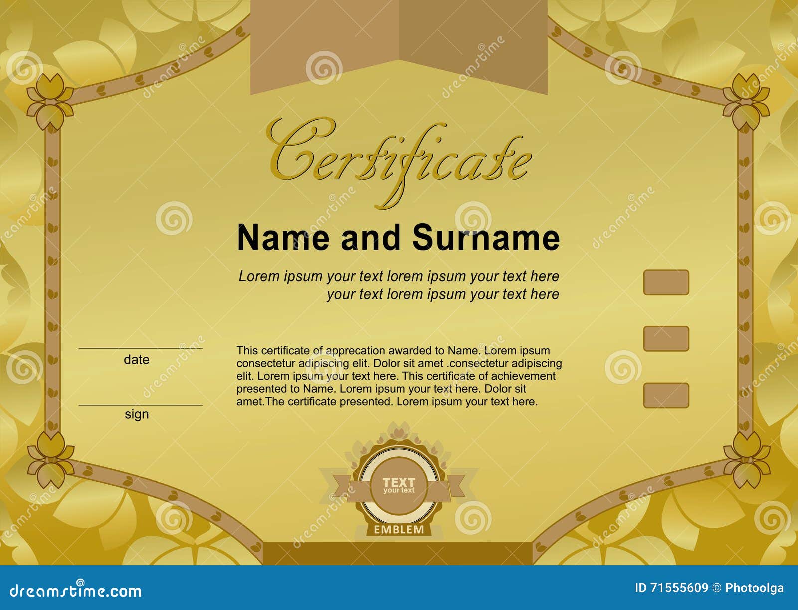 Certificate. Official Document. Official Border. Royalty-Free Stock ...