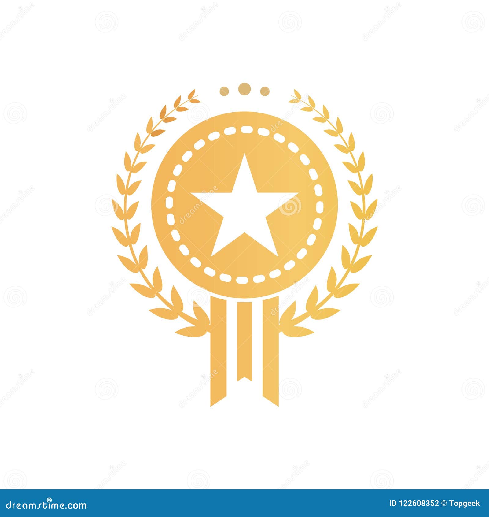 Gold Certificate Sign With Star And Laurel Wreath Vector Illustration ...