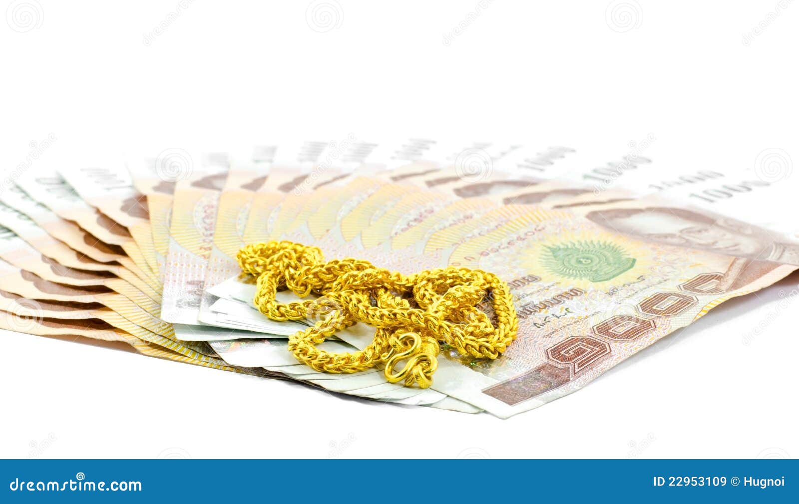 Gold chain stock image. Image of inflation, baht, banknotes - 22953109