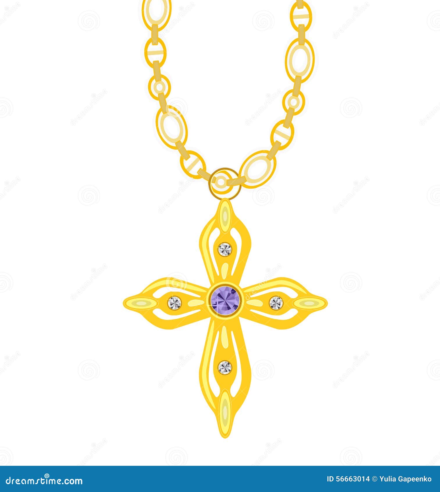Gold Chain with Cross with Diamond. Vector Stock Vector - Illustration ...