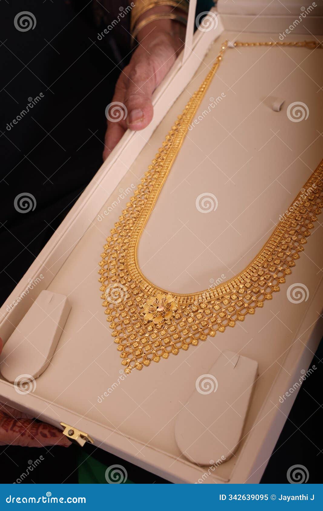 Gold chain in display stock image. Image of textile - 342639095