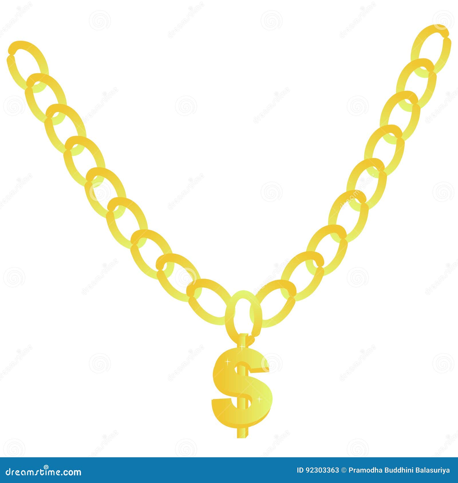 Gold chain - Illustration stock vector. Illustration of chain - 92303363
