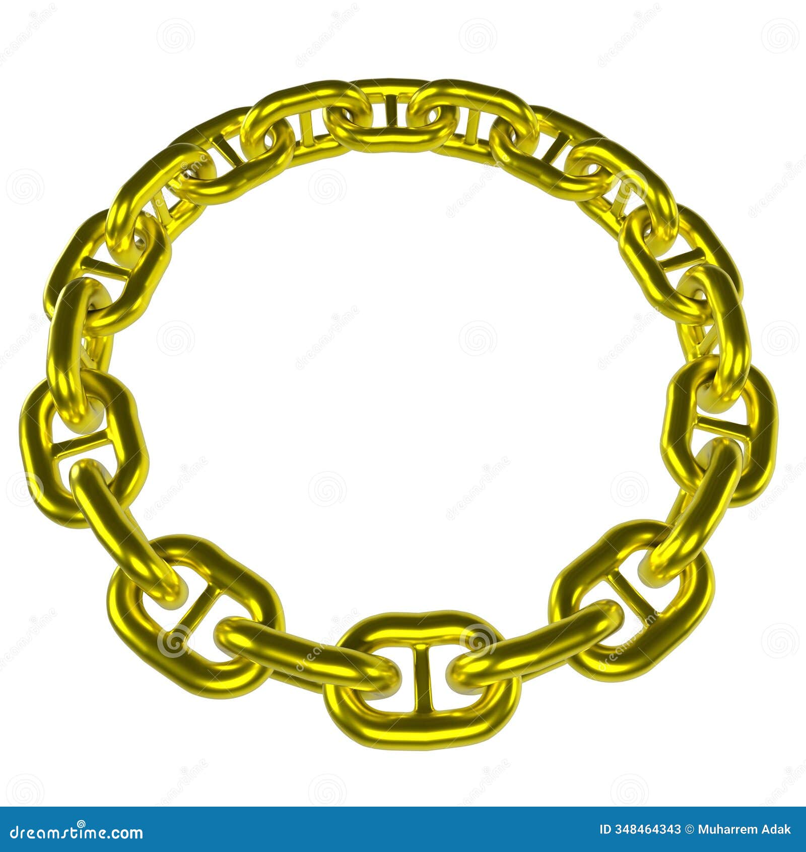 Gold Chain with Interlocking Links Isolated on White Background Stock ...