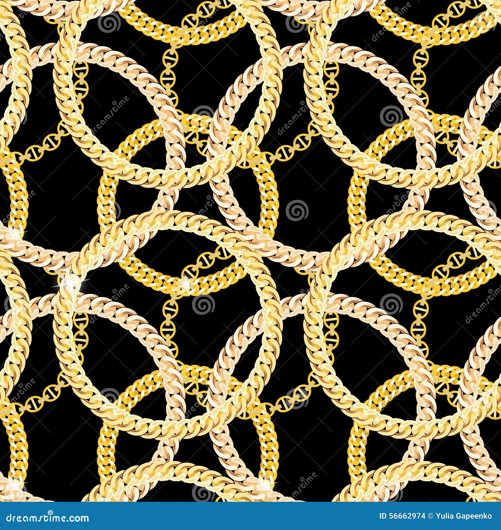 Gold Chain Jewelry Seamless Pattern Background Stock Vector ...