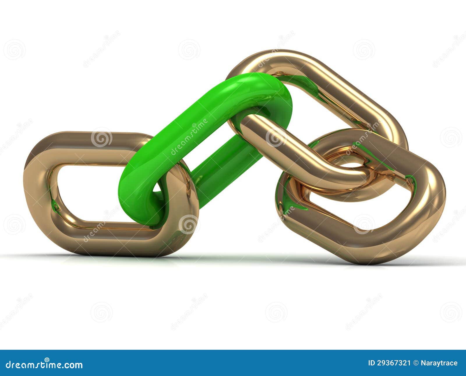 Gold Chain Link with a Green Plastic Stock Illustration - Illustration ...