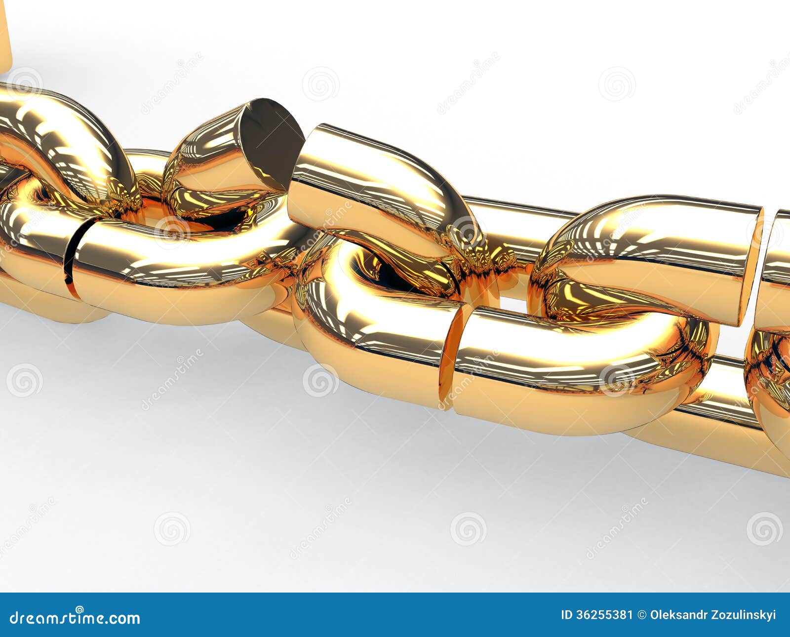 Gold Chain Link with a Torn #3 Stock Illustration - Illustration of ...