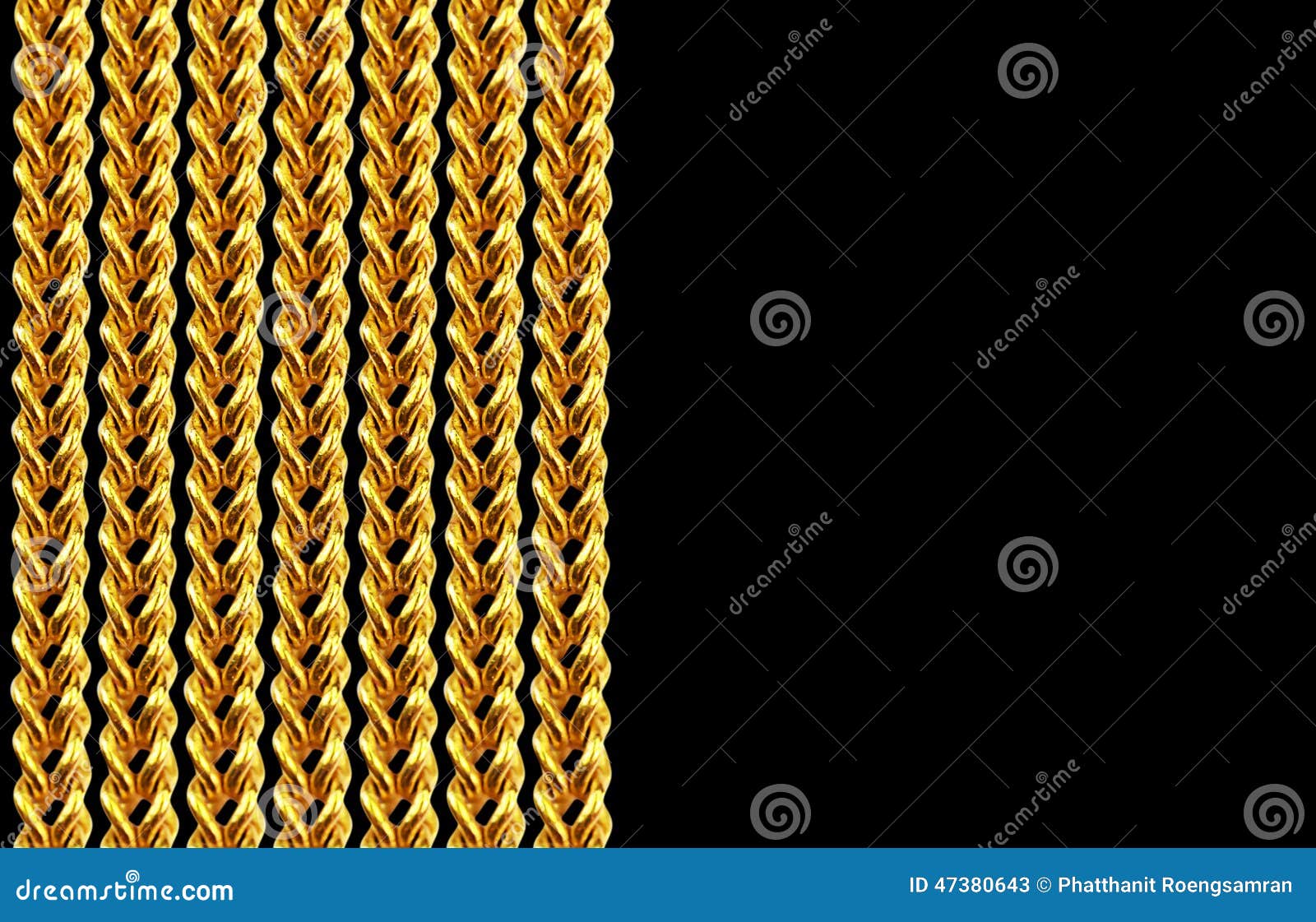 Gold Chain Necklace Isolated on Black, Closeup , for Background Stock ...