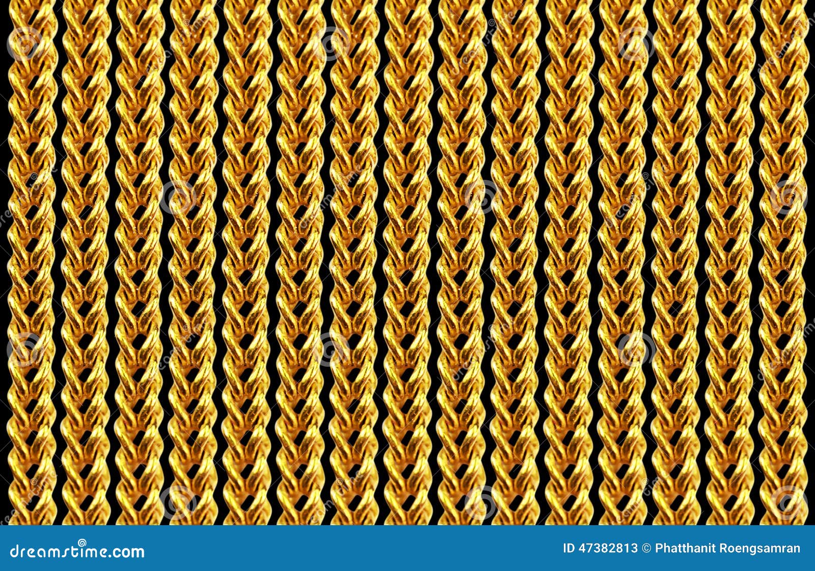 Gold Chain Necklace Isolated on Black, Closeup , for Background Stock ...