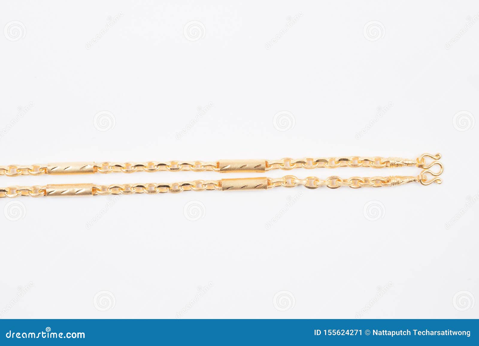 Gold Chain Necklace Isolated on White Background Stock Image - Image of ...