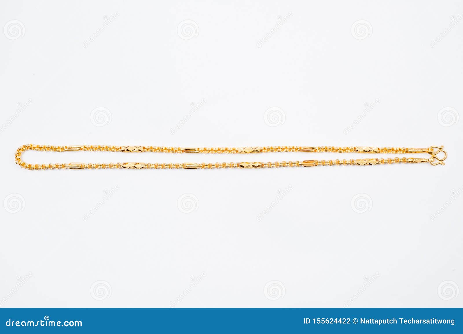 Gold Chain Necklace on White Background Stock Photo - Image of element ...