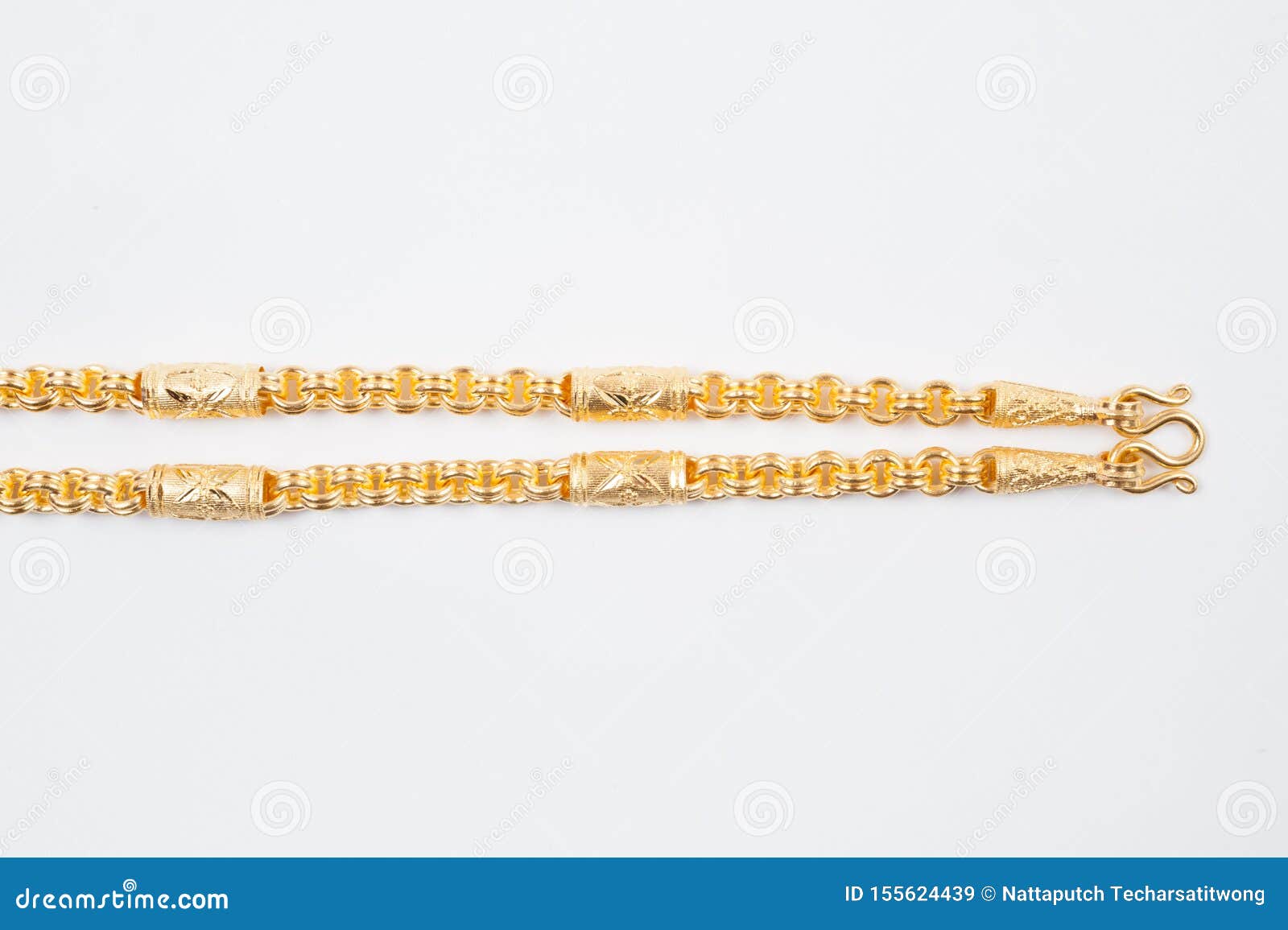 Gold Chain Necklace on White Background Stock Image - Image of ...