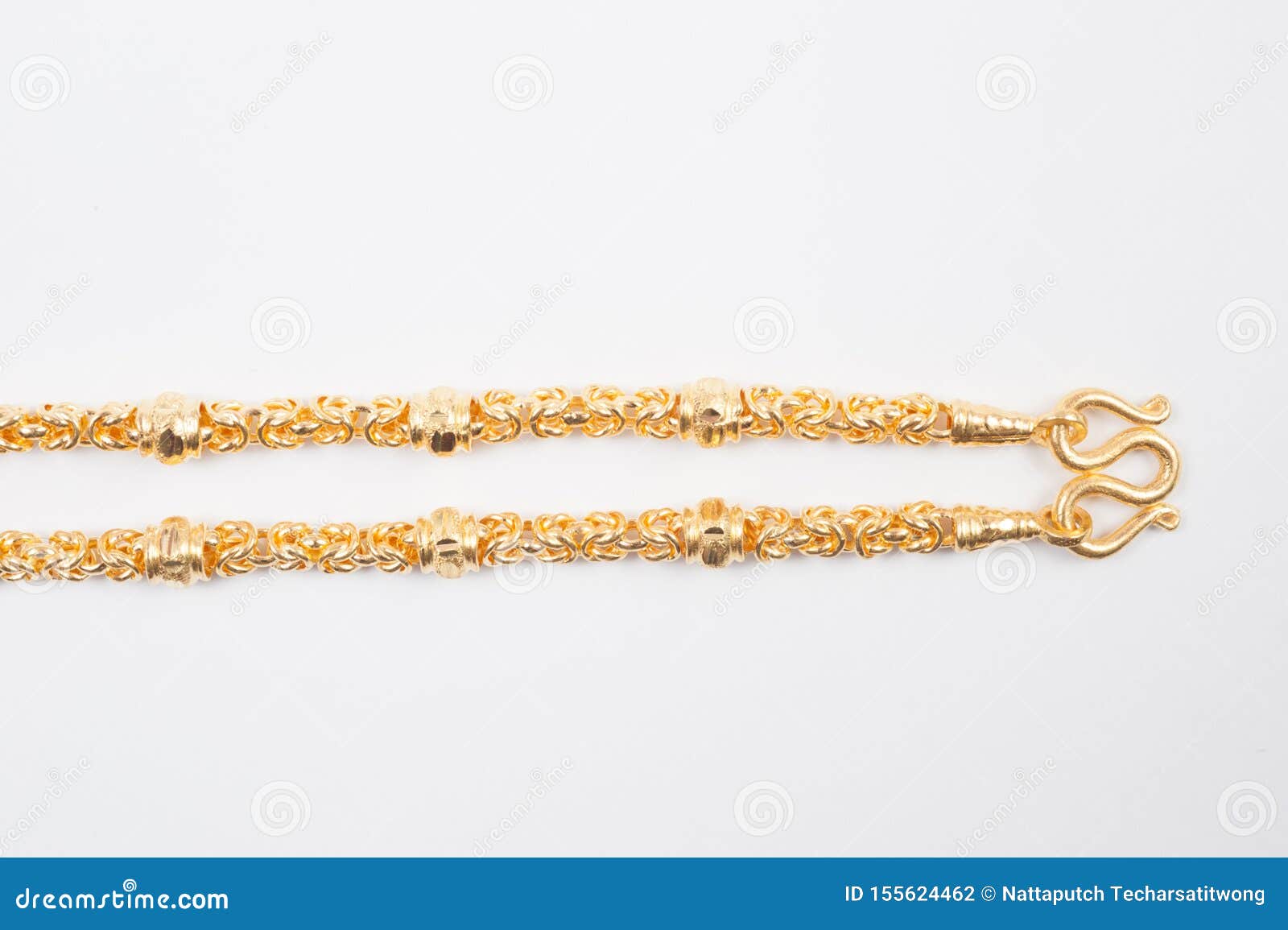 Gold Chain Necklace on White Background Stock Photo - Image of metallic ...