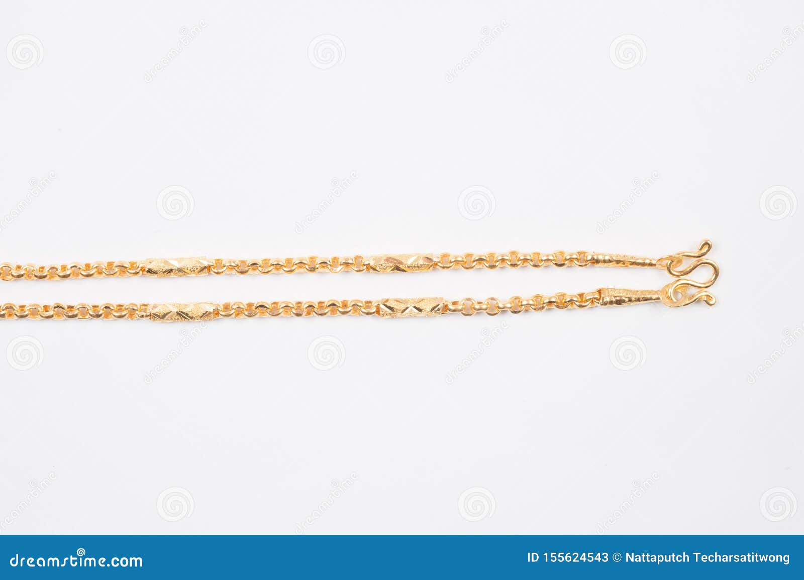 Gold Chain Necklace on White Background Stock Image - Image of ...