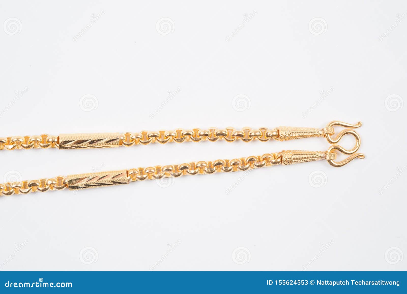 Gold Chain Necklace on White Background Stock Image - Image of link ...