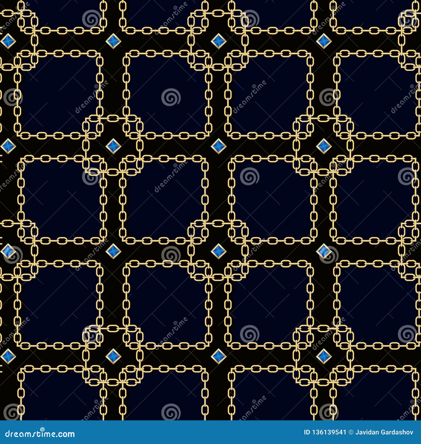 Gold Chain Square on Black Seamless Vector Background. Eps10 Stock ...