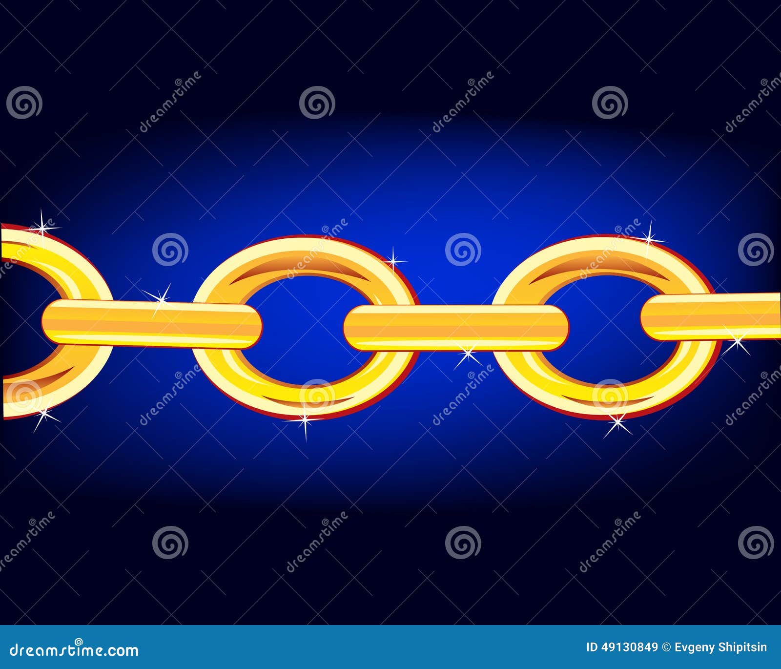 Gold chain on turn blue stock vector. Illustration of gold - 49130849