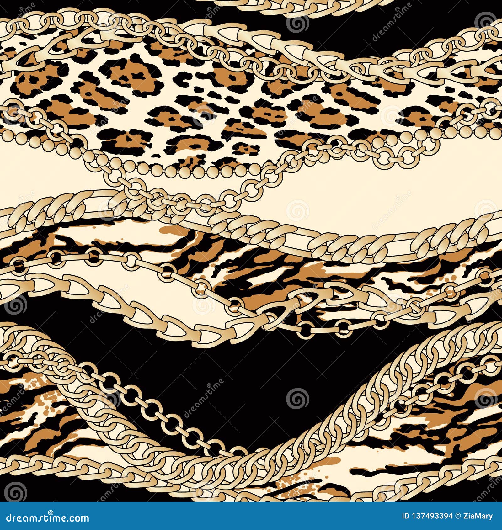 Gold Chains with Animal Fur Patches Stock Vector - Illustration of ...