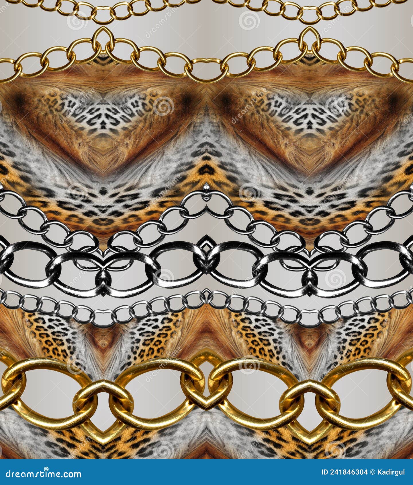 Leopard Skin and Golden Chains Stock Illustration - Illustration of ...