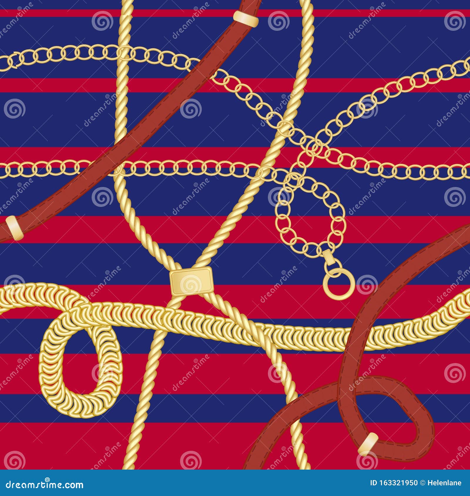 Gold Chains and Belts Seamless Patterns for Fabric Design. Stock Vector ...