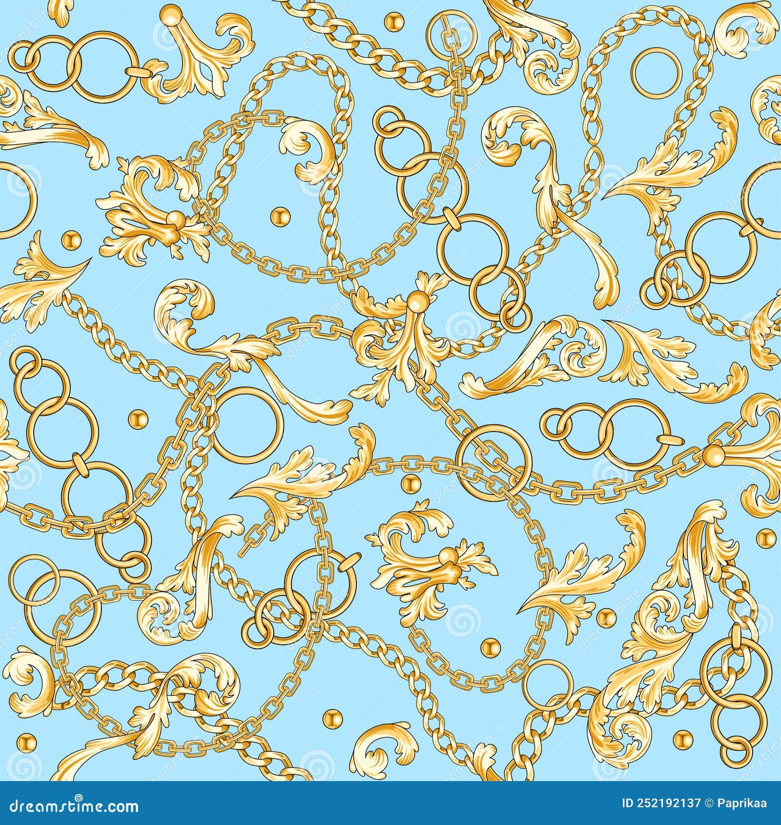 Gold chains and decor stock vector. Illustration of baroque - 252192137