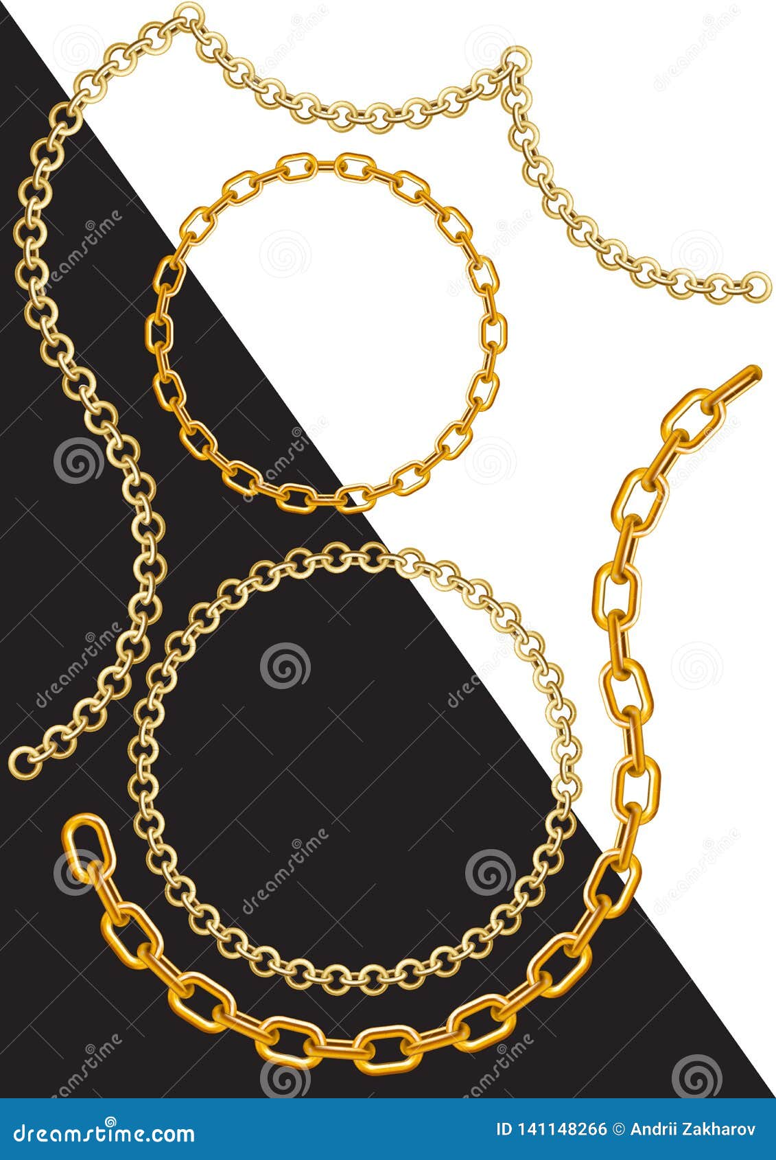 Gold Chains in Different Forms Stock Vector - Illustration of vector ...