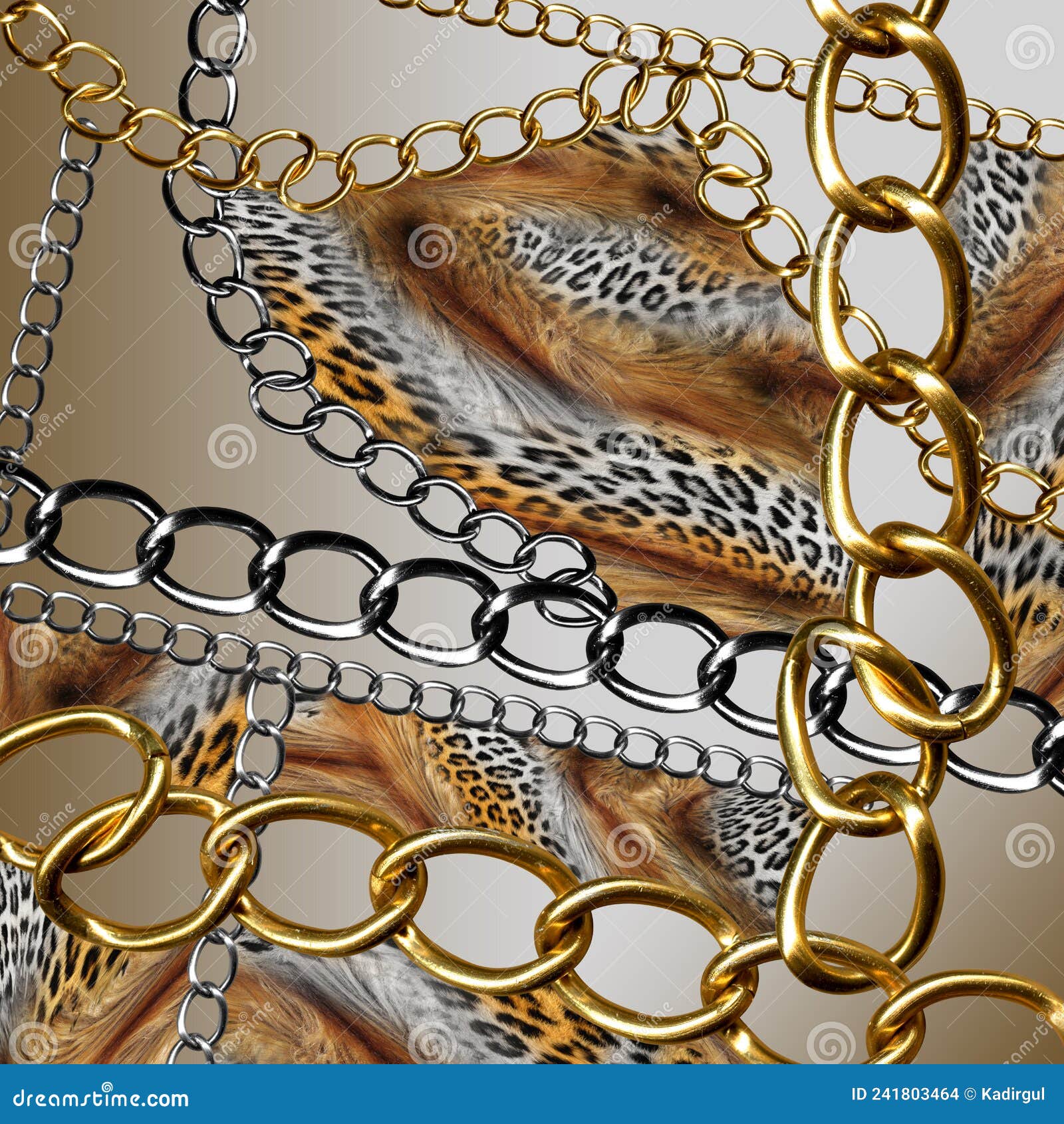 Leopard Skin and Golden Chains Stock Illustration - Illustration of ...