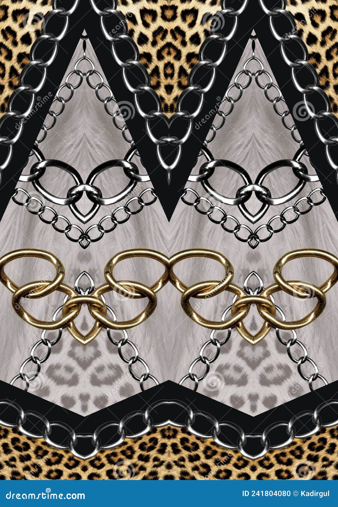 Leopard Skin and Golden Chains Stock Illustration - Illustration of ...