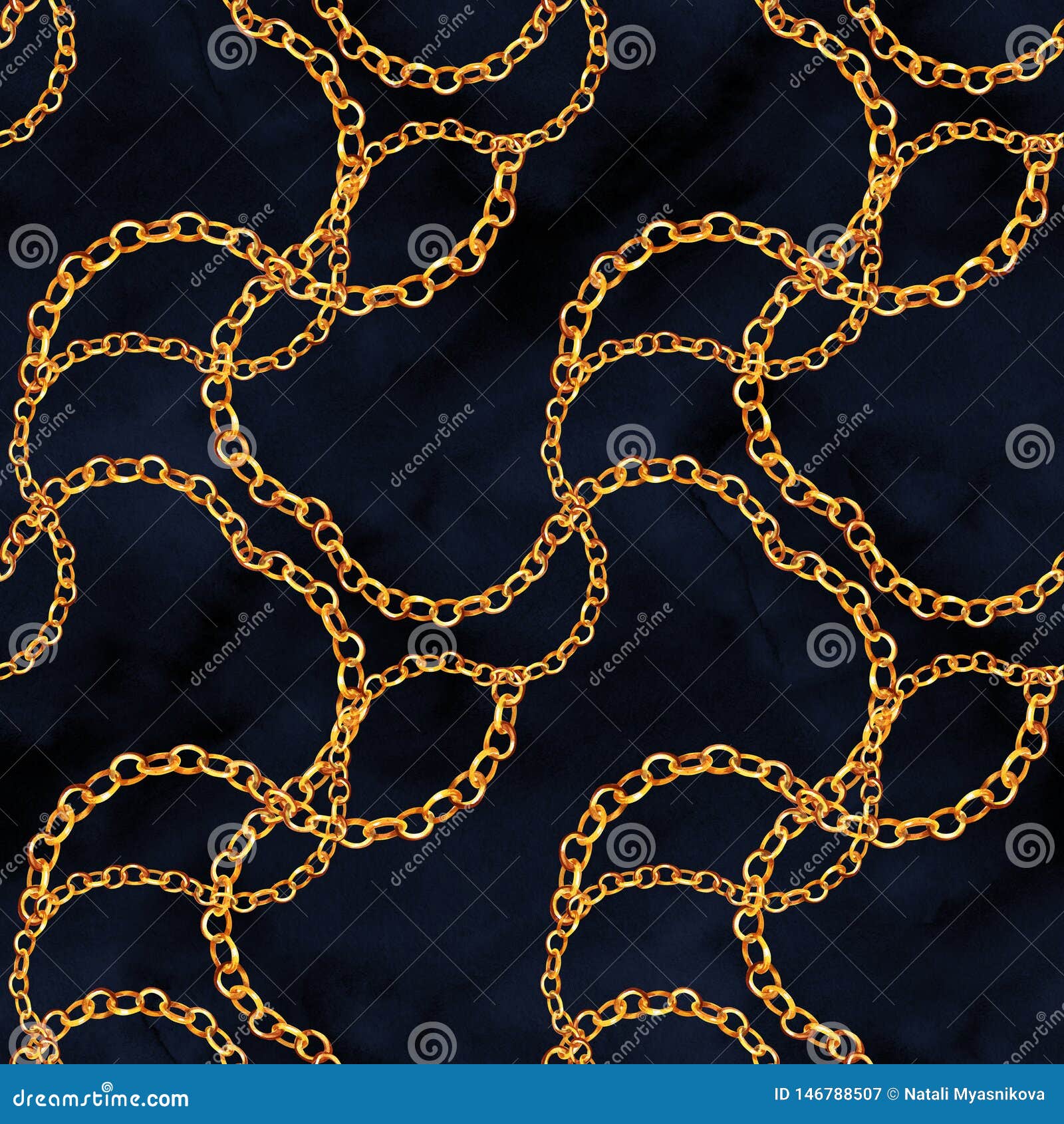 Gold Chains Seamless Pattern. Jewelry Background. Luxury Illustration. Stock Illustration ...