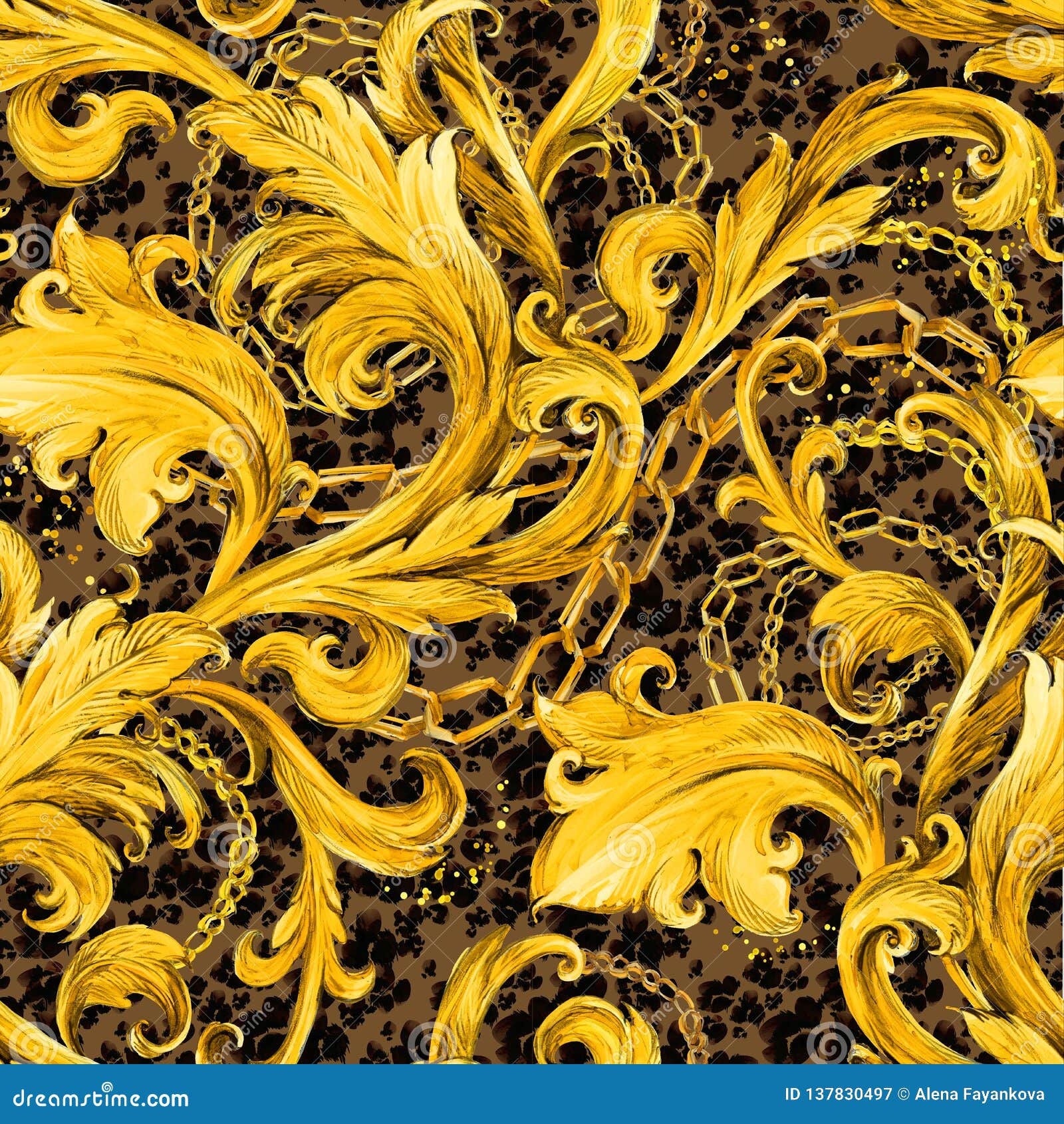 Gold Chains Seamless Pattern Luxury Illustration Golden Lace Luxury