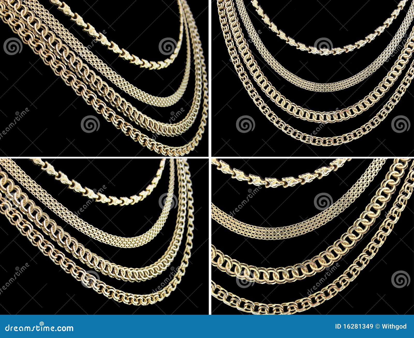 Gold chains set stock illustration. Illustration of jewellery - 16281349