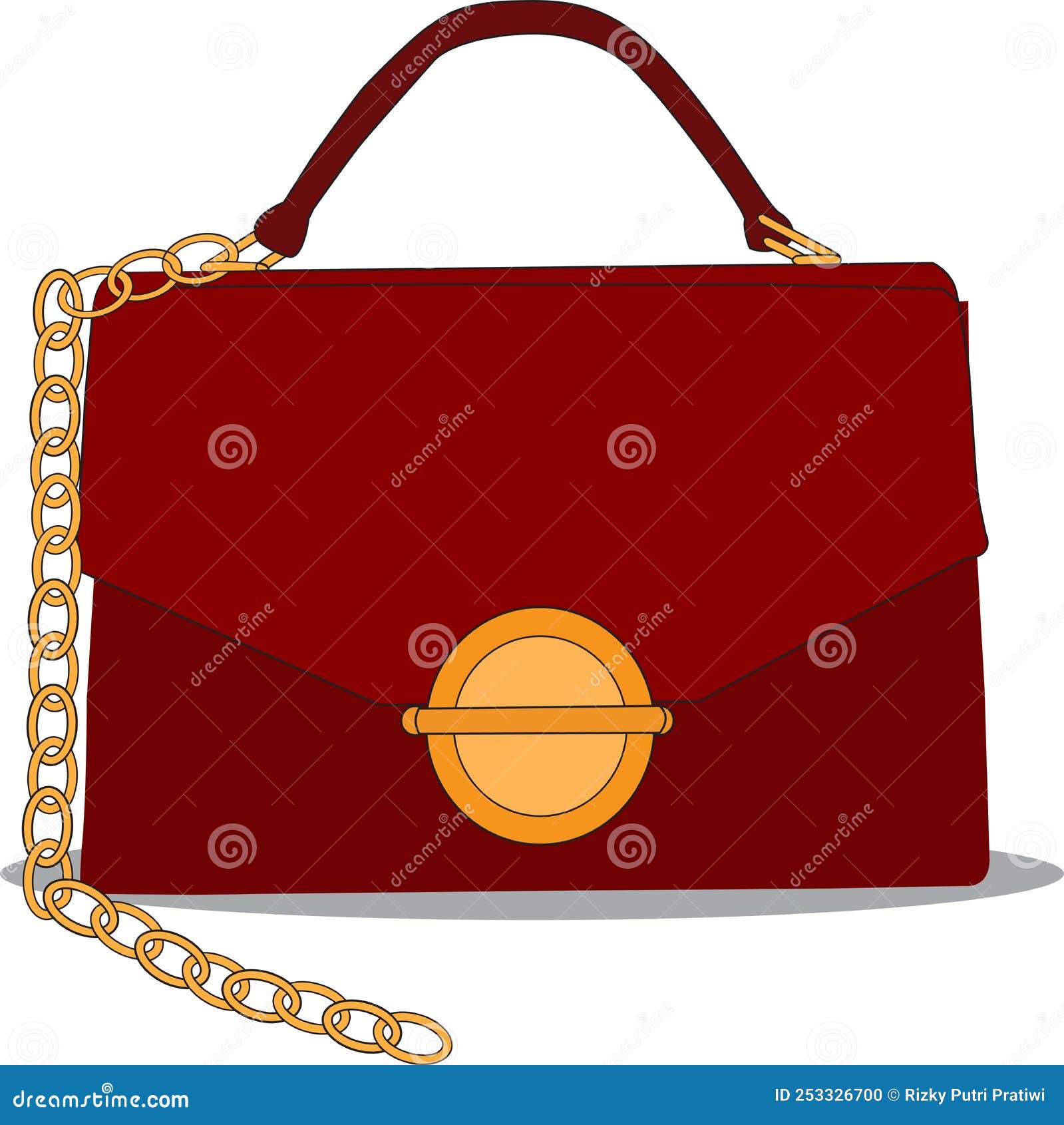 Gold Chains Sling Bag Illustration Vector, Womens Bag Stock ...