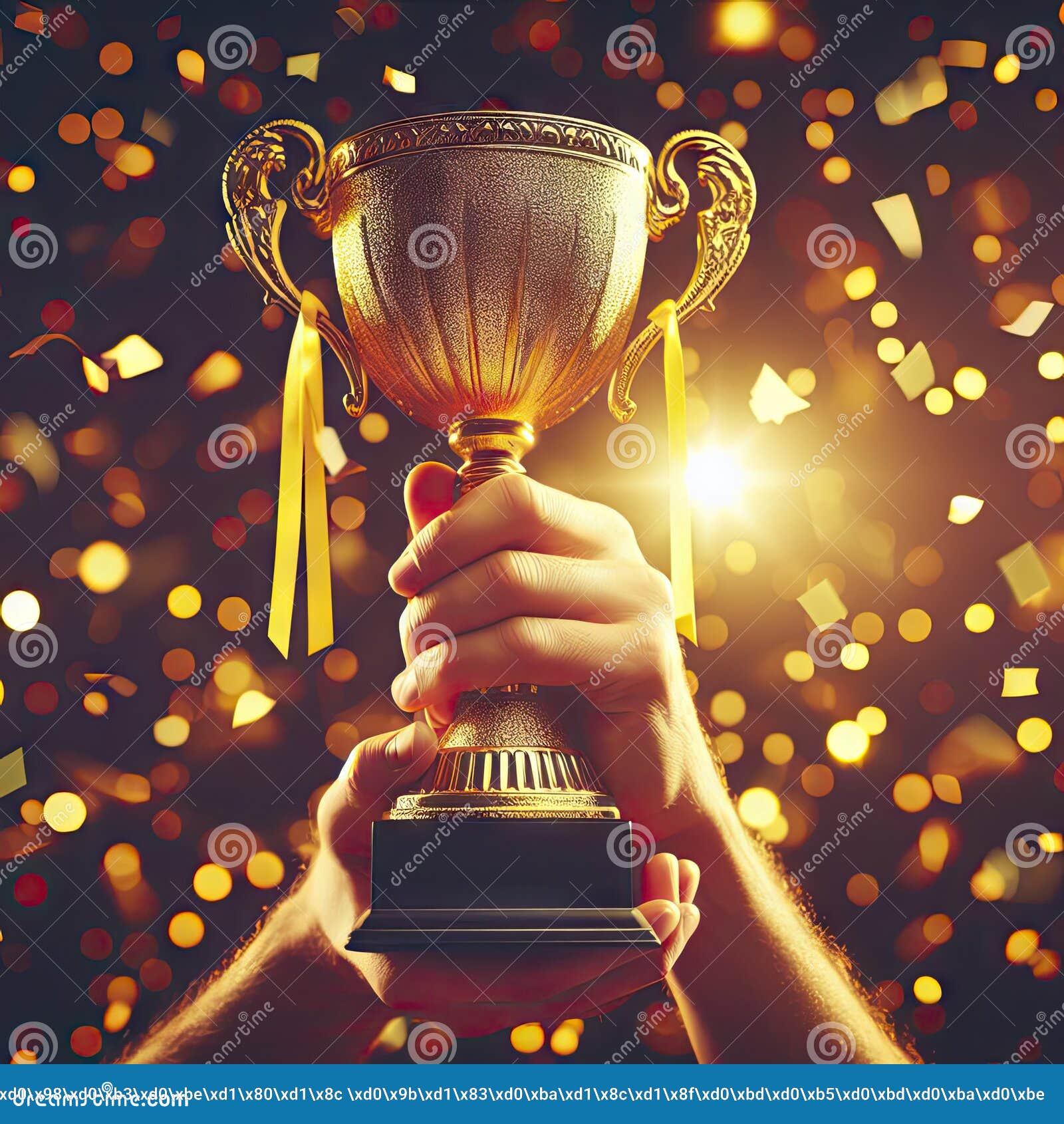 Gold Champion Cup in Hands. Ai Generative Stock Image - Image of honor ...