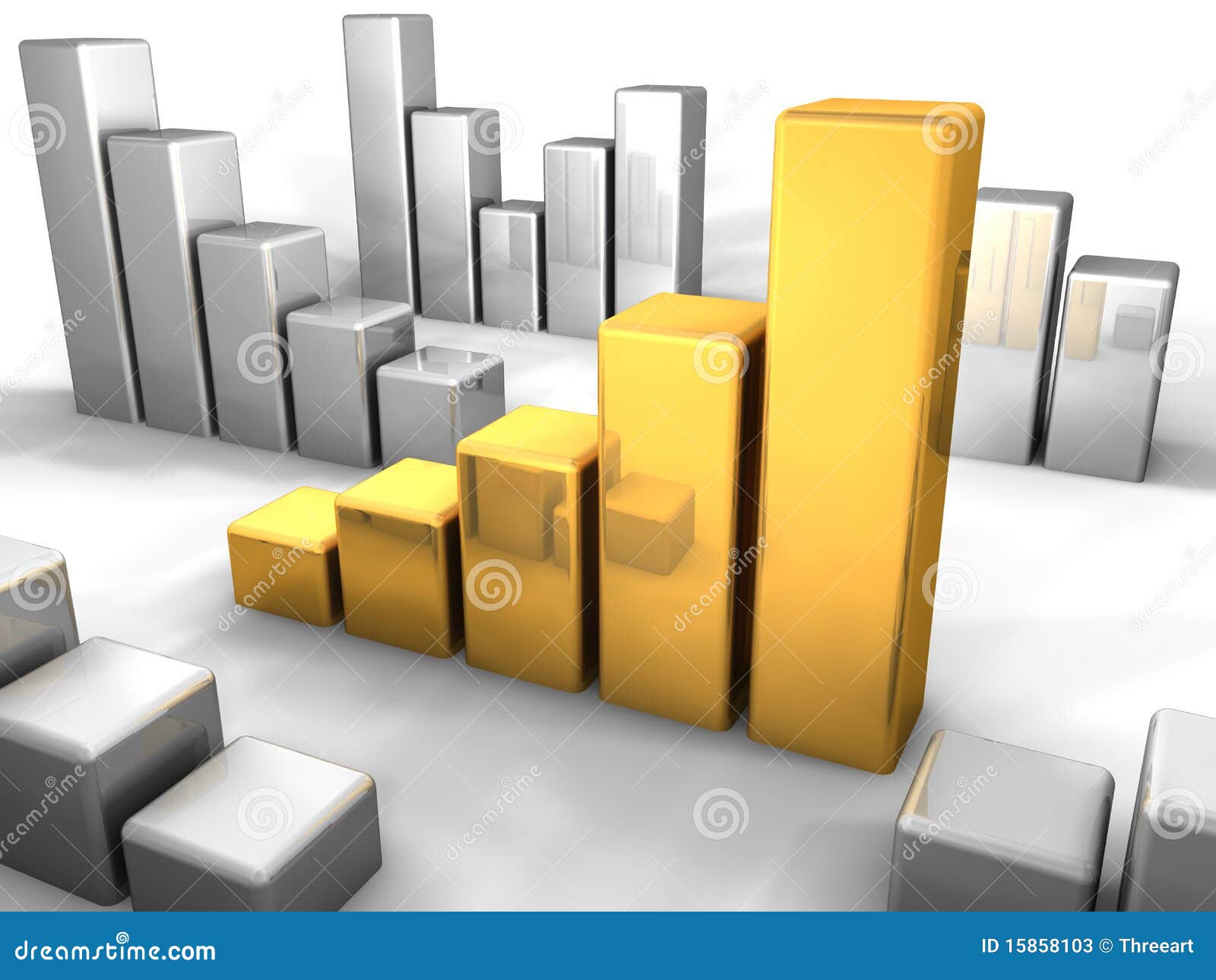 Gold Bar Chart Shows Budget Versus Actual Stock Photography ...