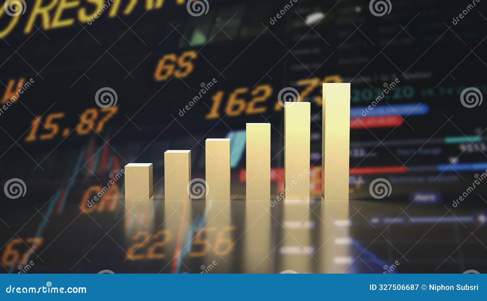 The Gold Chart on Business Background 3d Rendering Stock Illustration ...