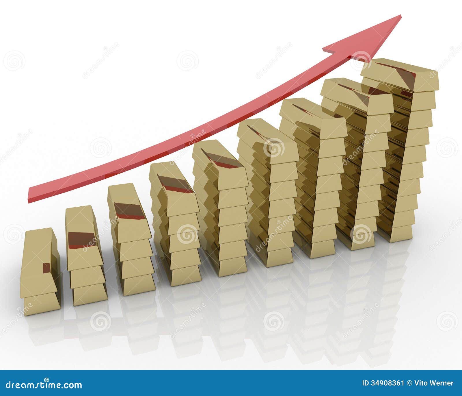 Gold Bar Chart Shows Budget Versus Actual Stock Photography ...
