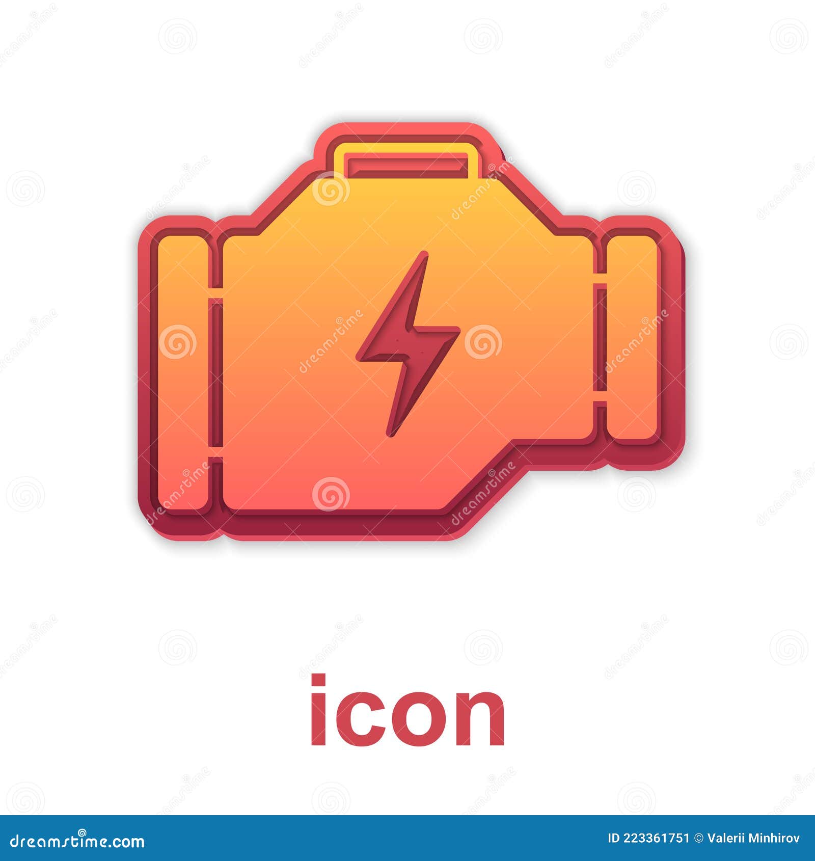 Gold Check Engine Icon Isolated on White Background. Vector Stock ...