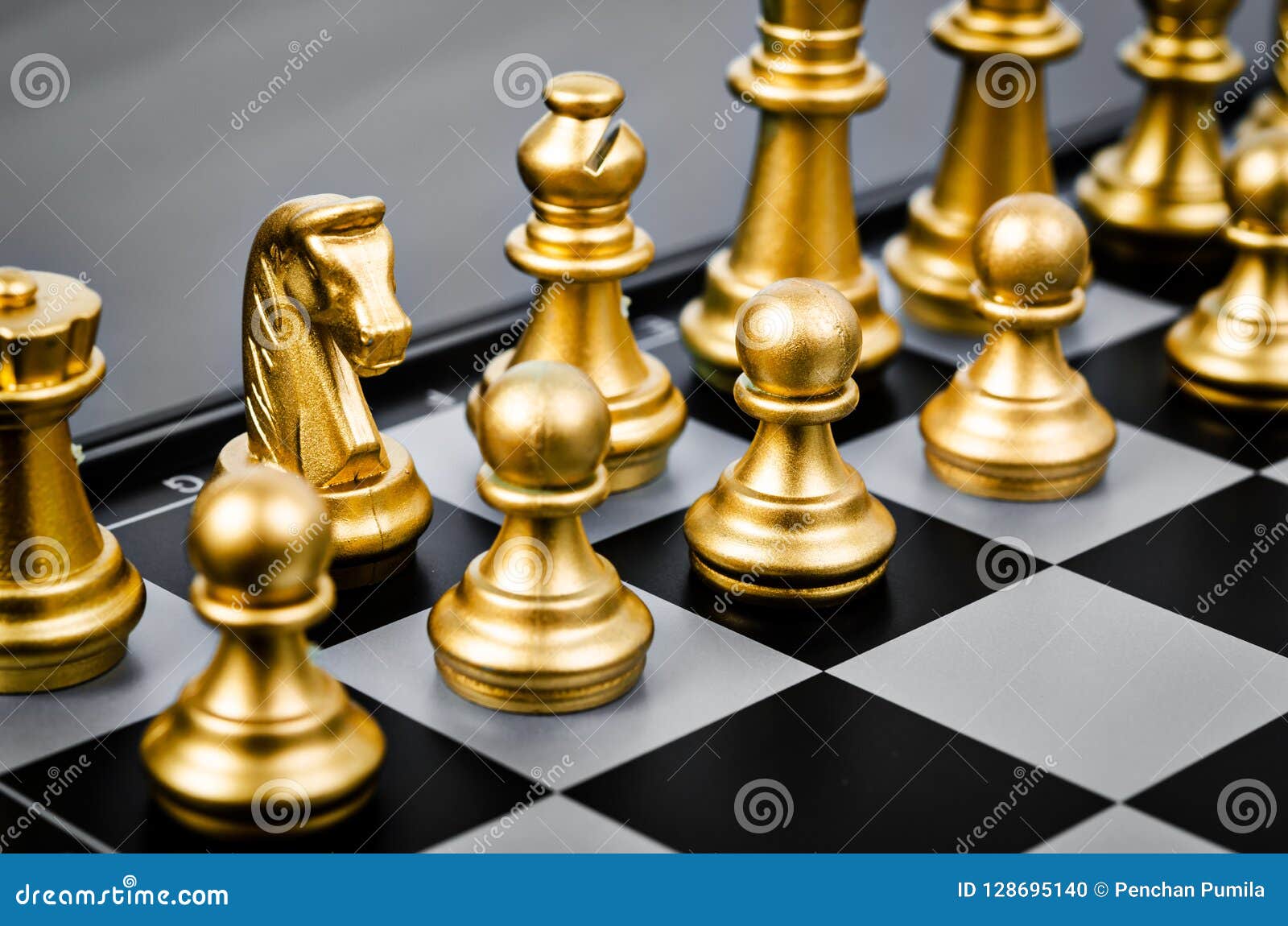 Gold Chess Piece Two Kings Facing Together For Business Negotiate ...