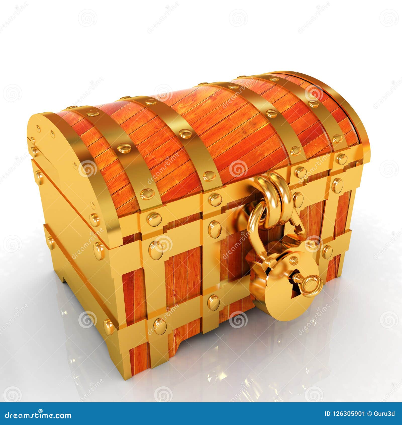 Gold chest. 3d render stock illustration. Illustration of graphic ...