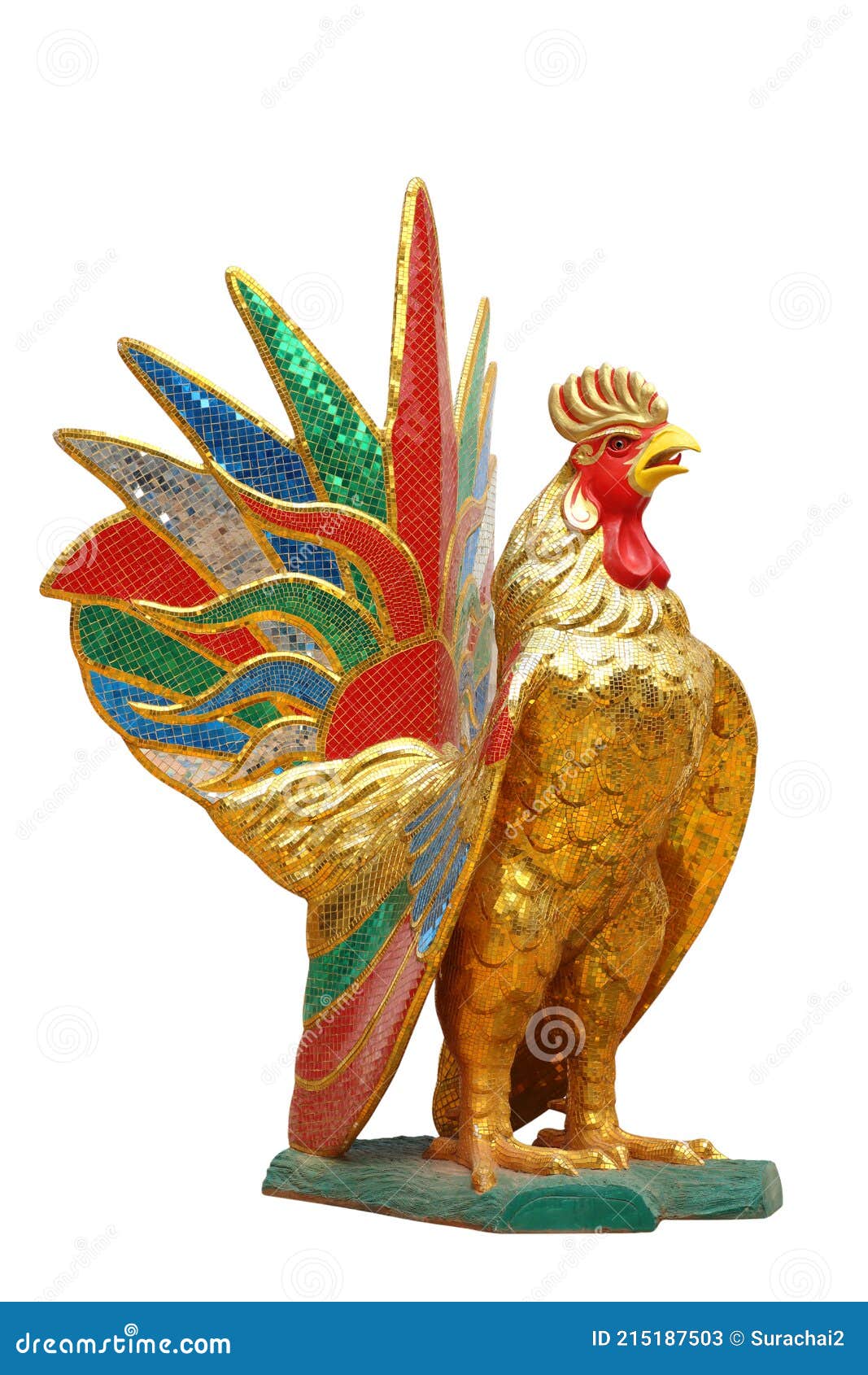 Gold Chicken Statue Isolated on White Background Stock Image - Image of ...