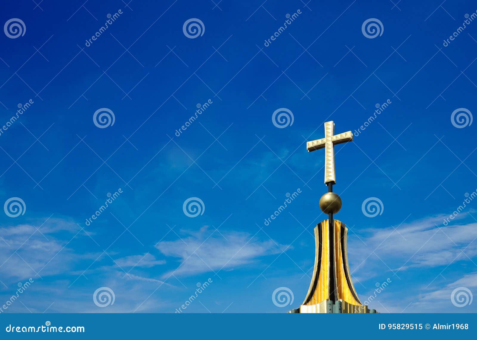Gold Christian cross stock image. Image of metal, faith - 95829515