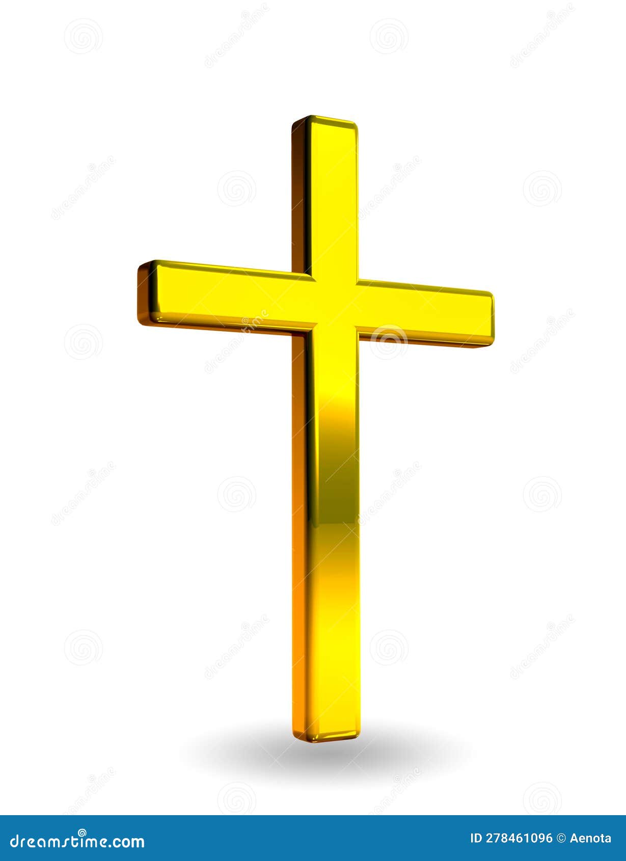 Gold Christian Cross Icon 3D Rendering Image Stock Illustration ...