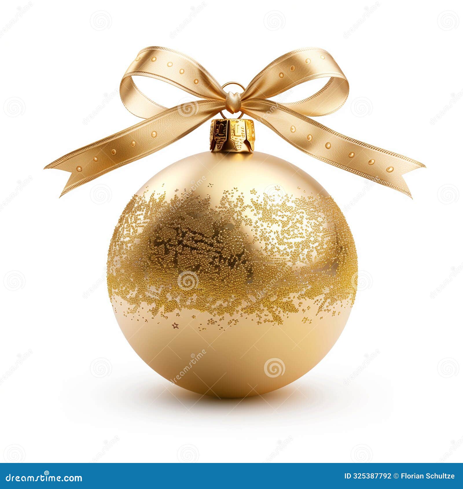 Gold Christmas Ball with Ribbon and a Bow Stock Illustration ...