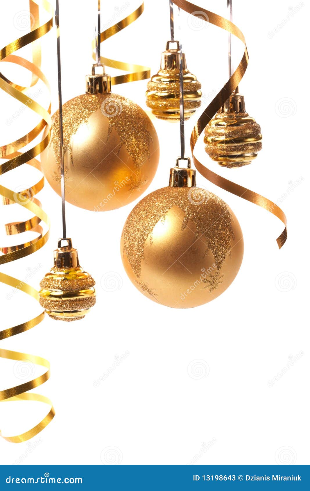 Gold Christmas balls stock image. Image of december, christmas - 13198643