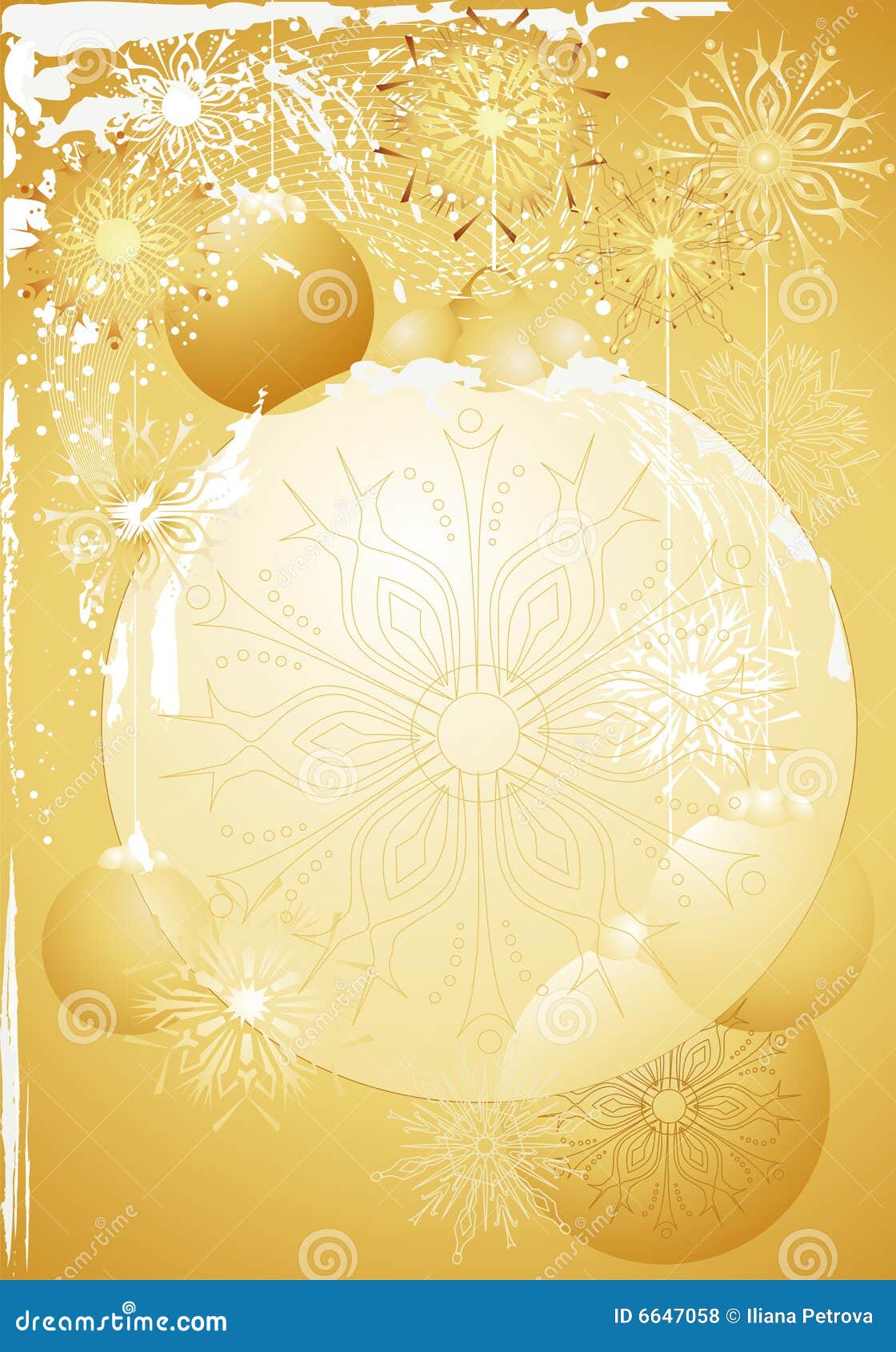 Gold christmas baubles stock vector. Illustration of light - 6647058