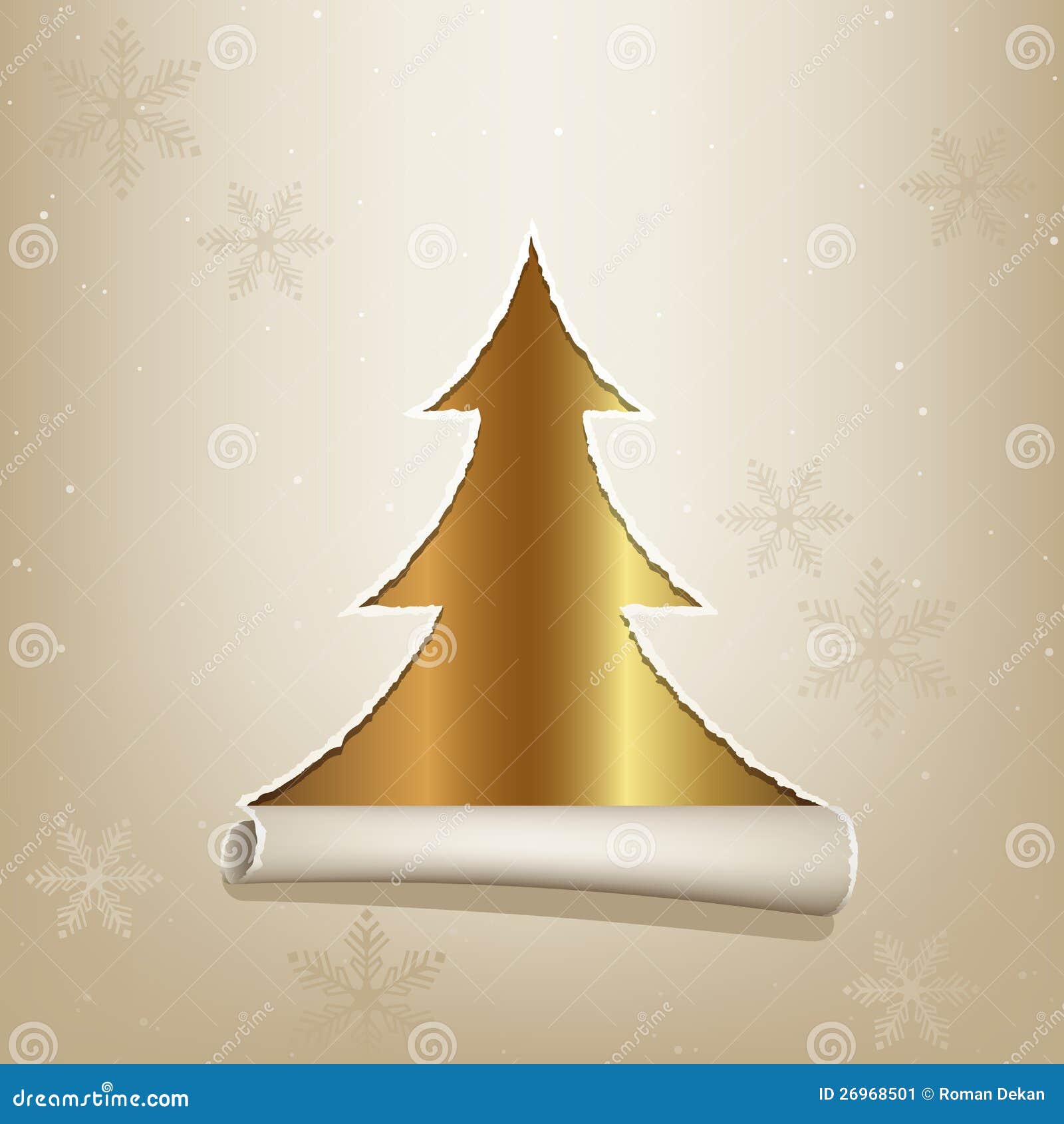 Gold Christmas Tree stock vector. Illustration of greetings - 26968501