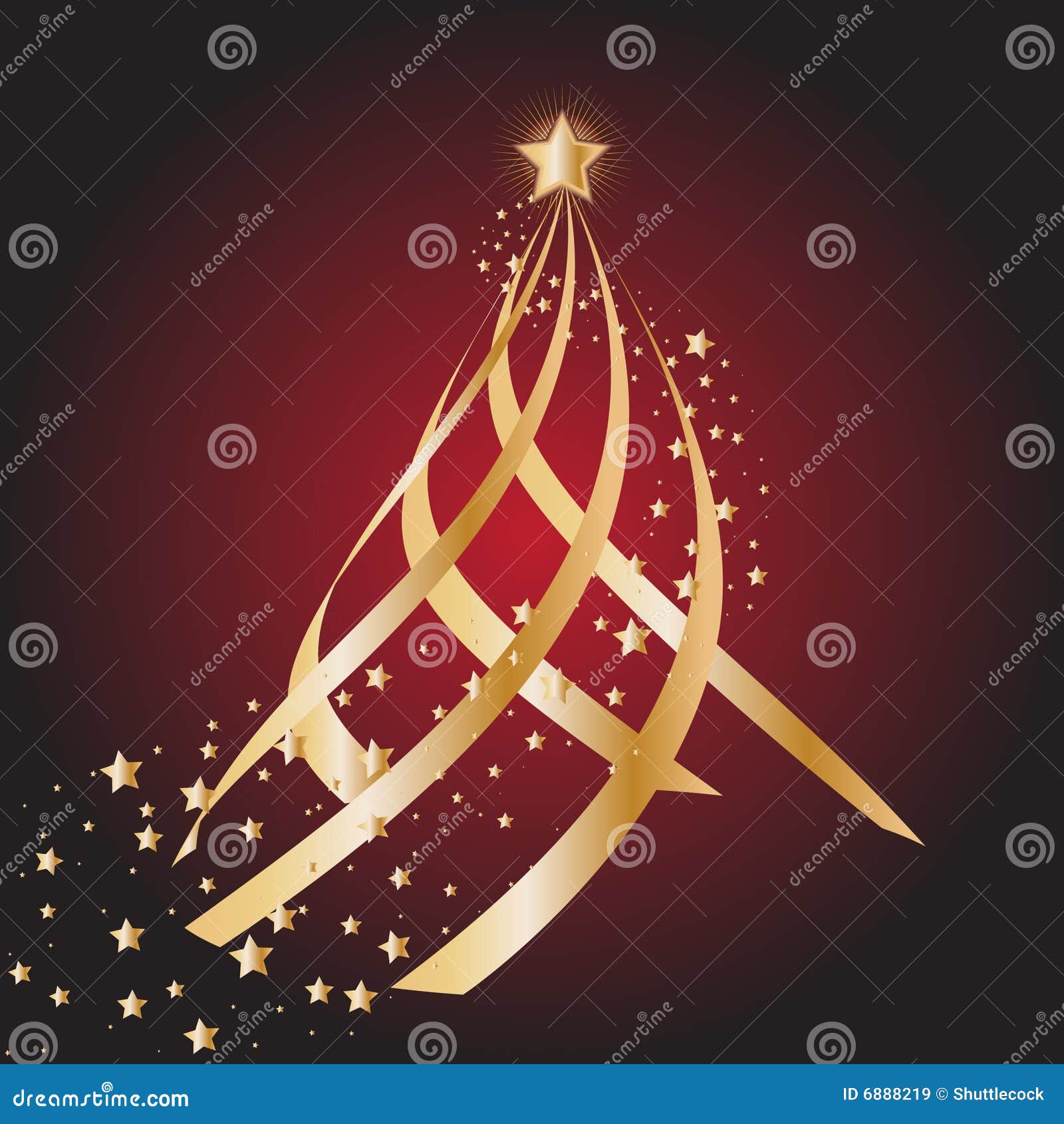 Gold christmas tree stock vector. Illustration of gold - 6888219