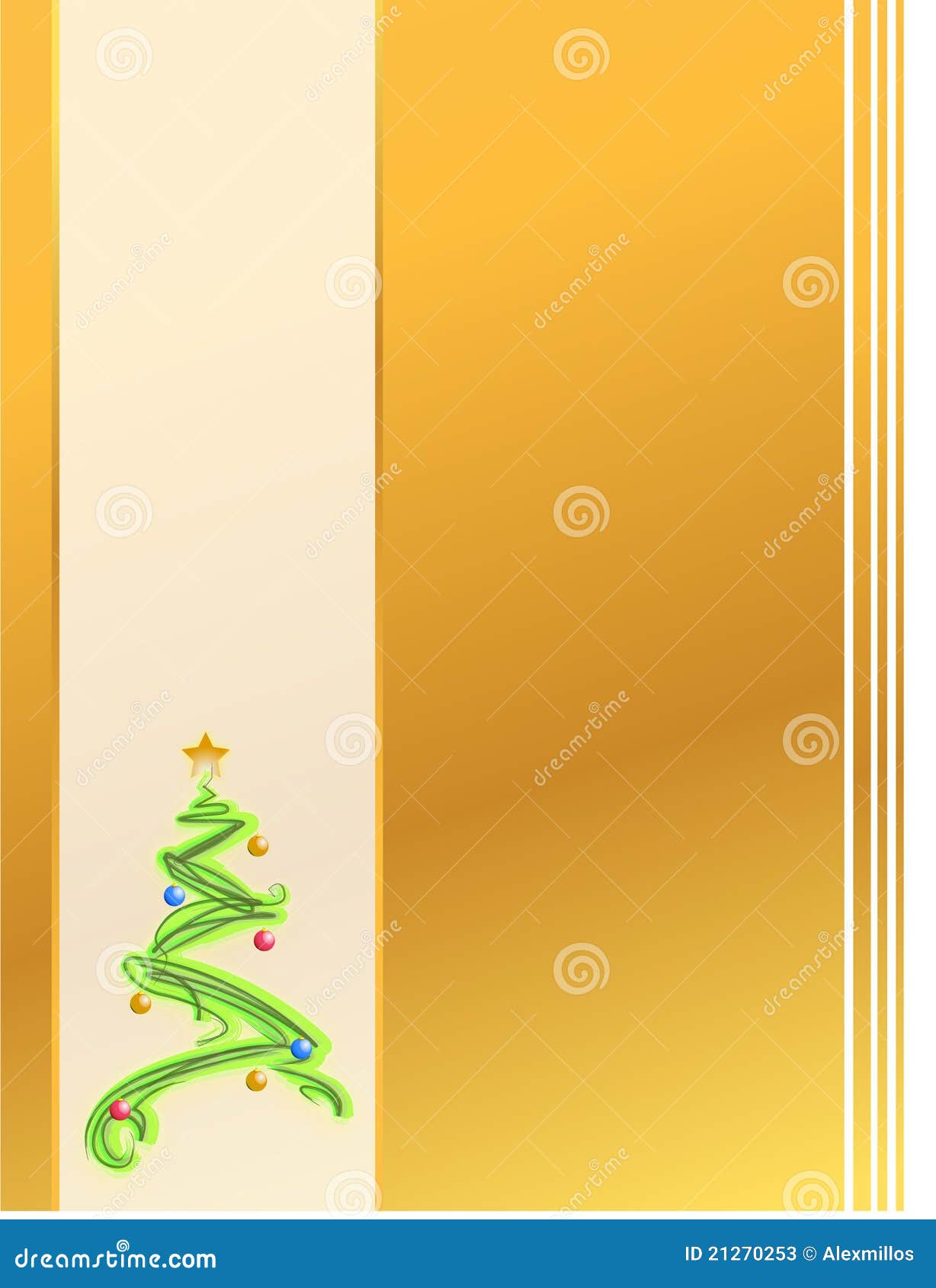 Gold Christmas Tree Card Illustration Stock Vector - Illustration of ...